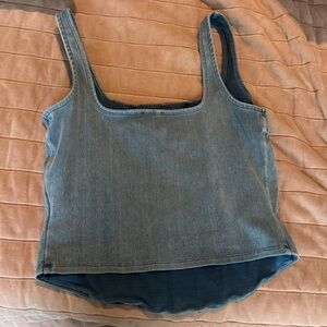 Express | Tops | Express Body Contour Light Denim Square Neck Corset ...